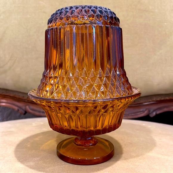 Indiana Glass | Art | Indiana Amber Diamond Point Fairylamp | Poshmark